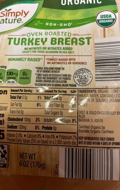 Simply Nature Organic Non-gmo Oven Roasted Turkey Breast